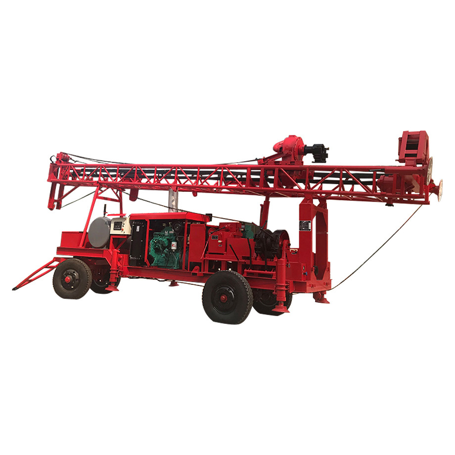 Trailer Type Mud Rotary Drilling Rig , Mobile Borehole Drilling Machine ...